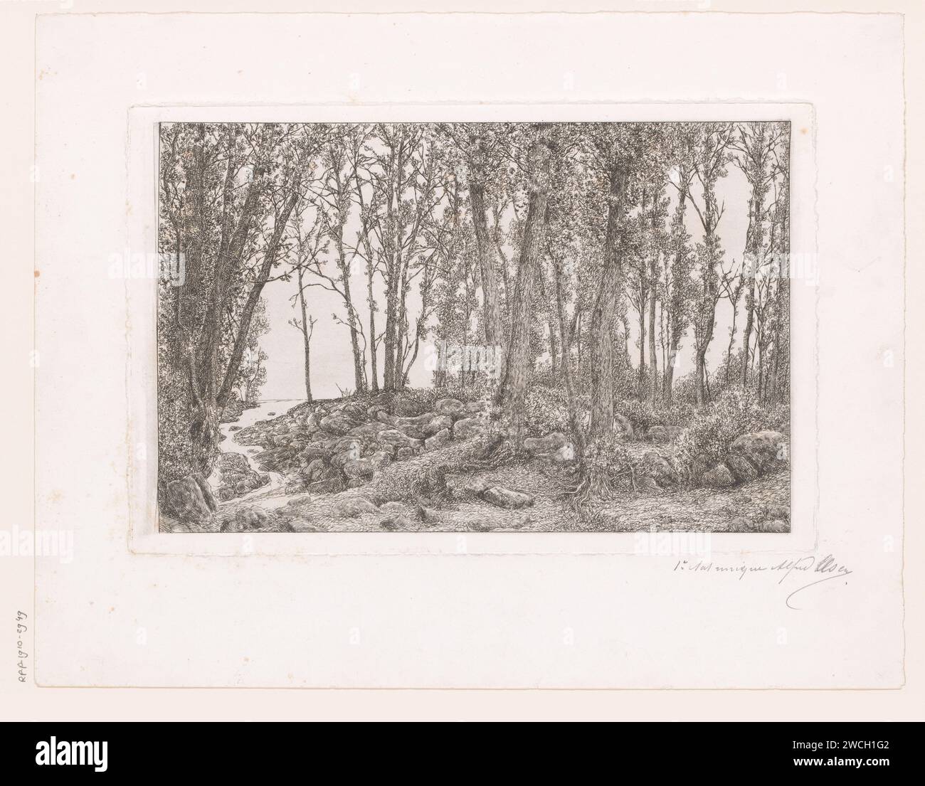 Forest face with a stream on the left, Alfred Elsen, 1879 print paper ...