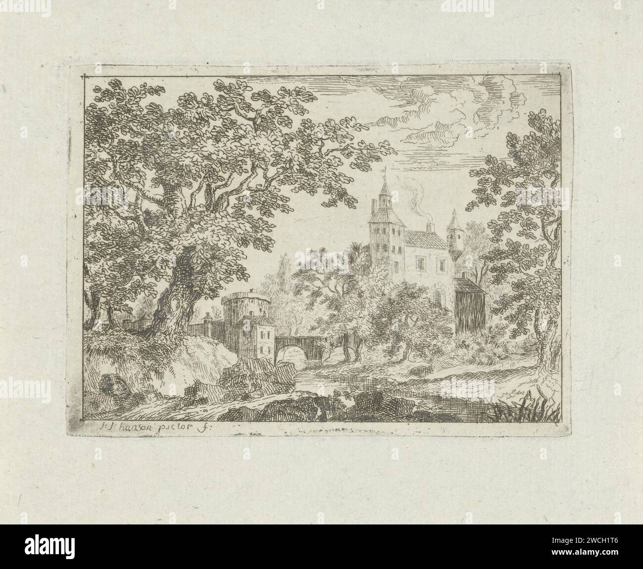 Castle in a landscape, Jean Joseph Hanson, 1741 - 1799 print Southern ...