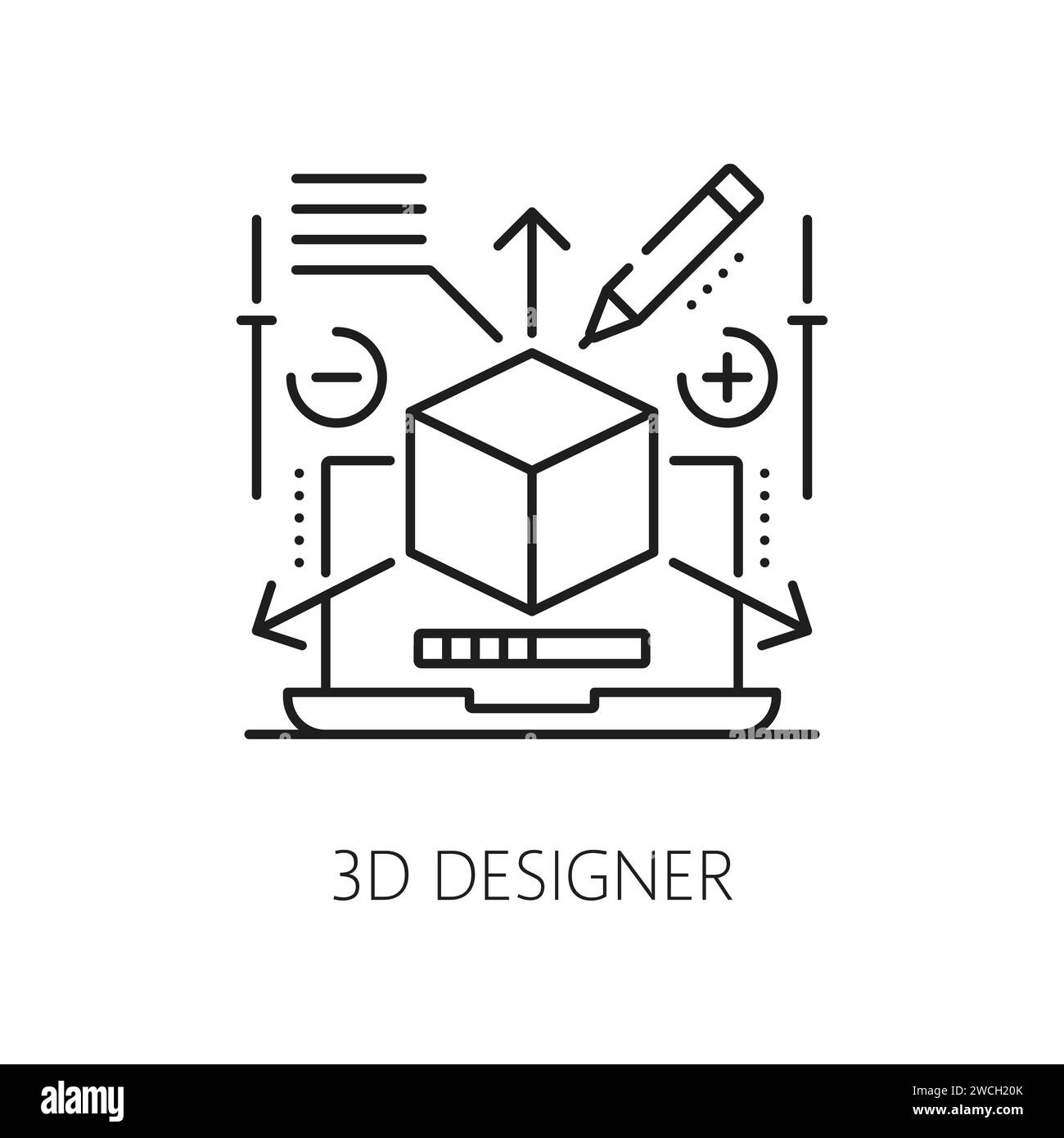 3D designer or IT specialist icon for digital business and freelance ...