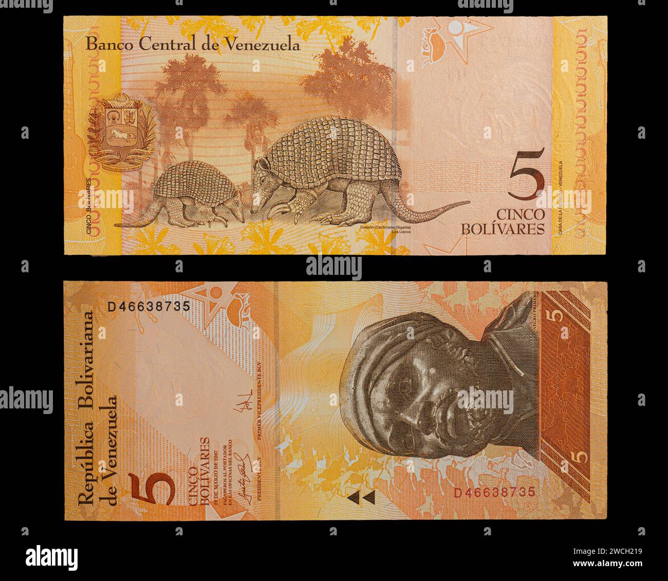 A top view of Five bolivares banknote from Venezuela Stock Photo - Alamy