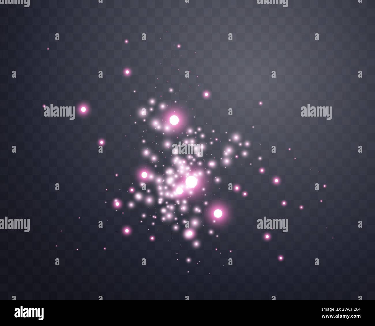 Pink glittering dots, particles, stars magic sparks. Glow flare light ...