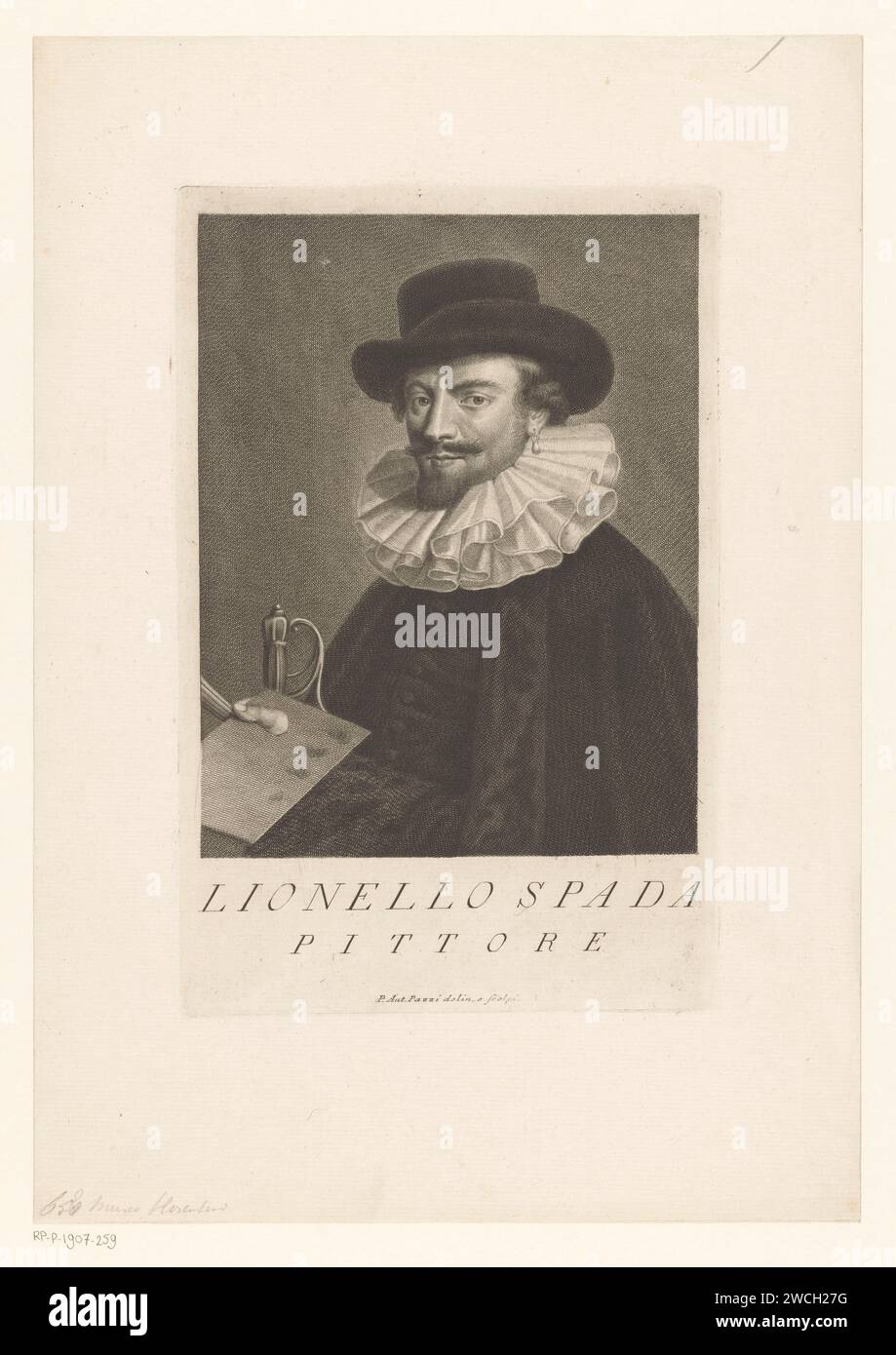 Portret Van Kunstenar Leonello Spada, Antonio Pazzi, After Lionello ...