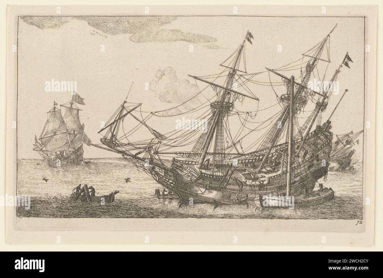Repairs to the hull of a merchant ship, Anonymous, After Reinier Nooms ...
