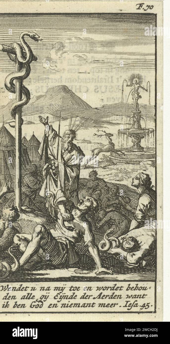 Moses shows the Koperen Snake, Jan Luyken, 1691 print Print at the top ...