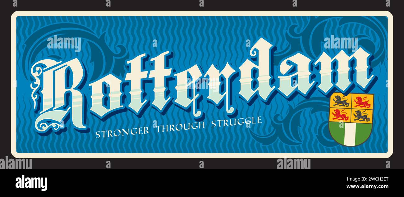 Rotterdam Dutch city sticker, retro travel plate and plaque of ...