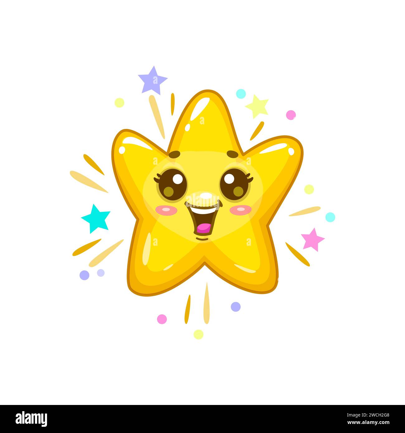 Cartoon cute star, funny emoji, kawaii twinkle character. User rating ...