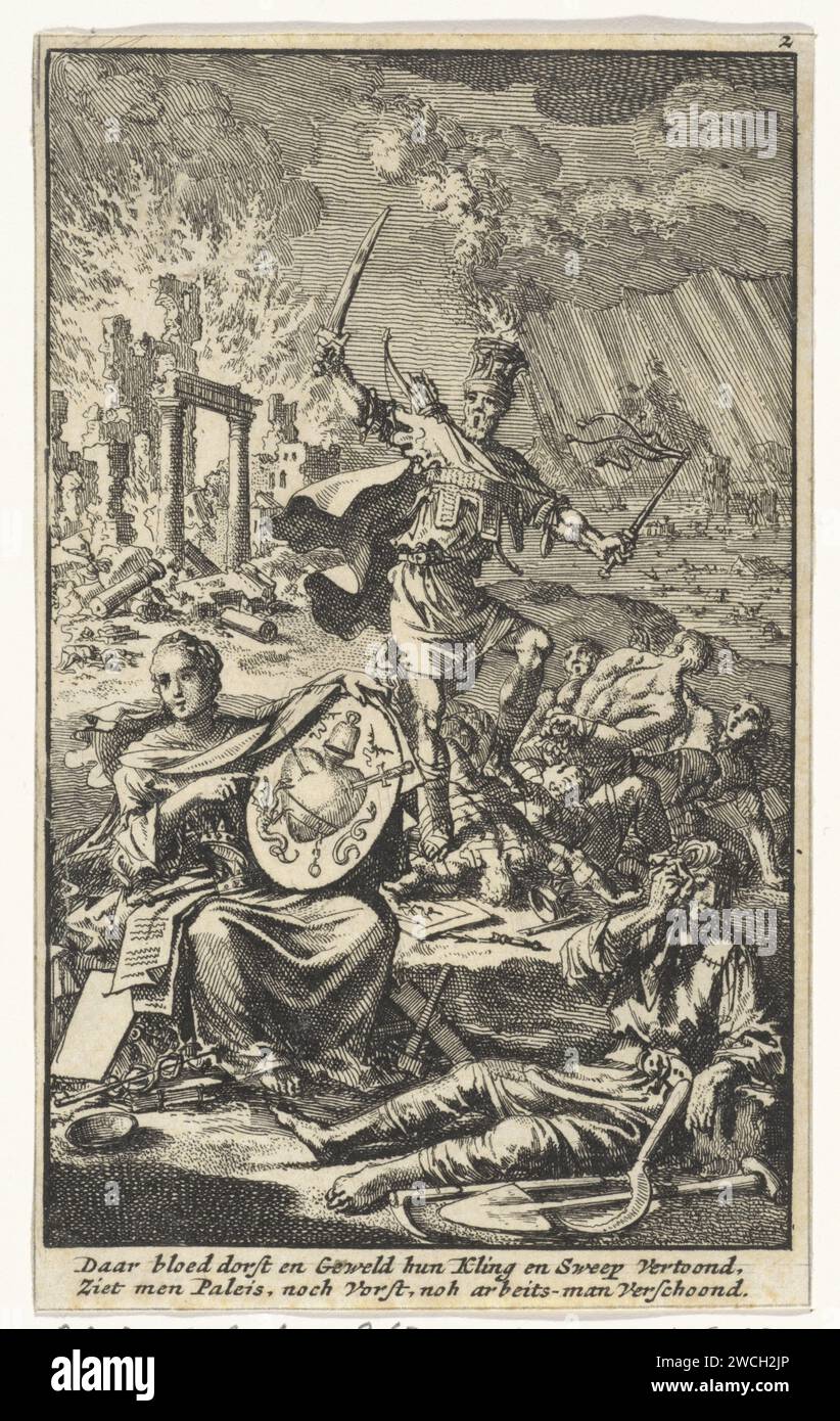 Violence tramples the conquered, Jan Luyken, 1706 print Amsterdam paper ...