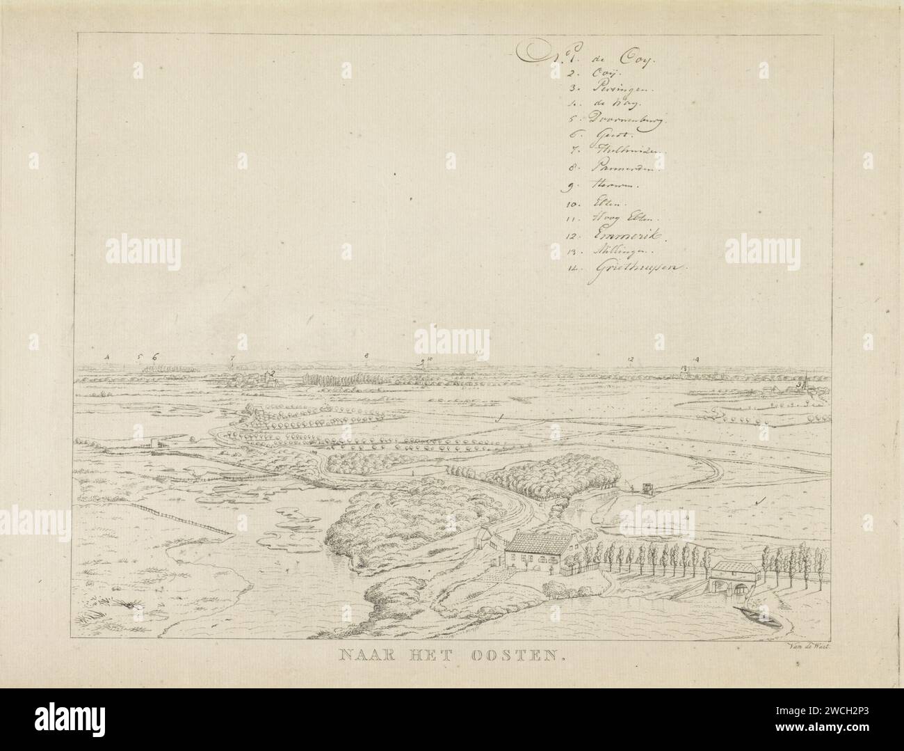 View of the landscape east of Nijmegen, Derk Anthony van de Wart, 1815 ...