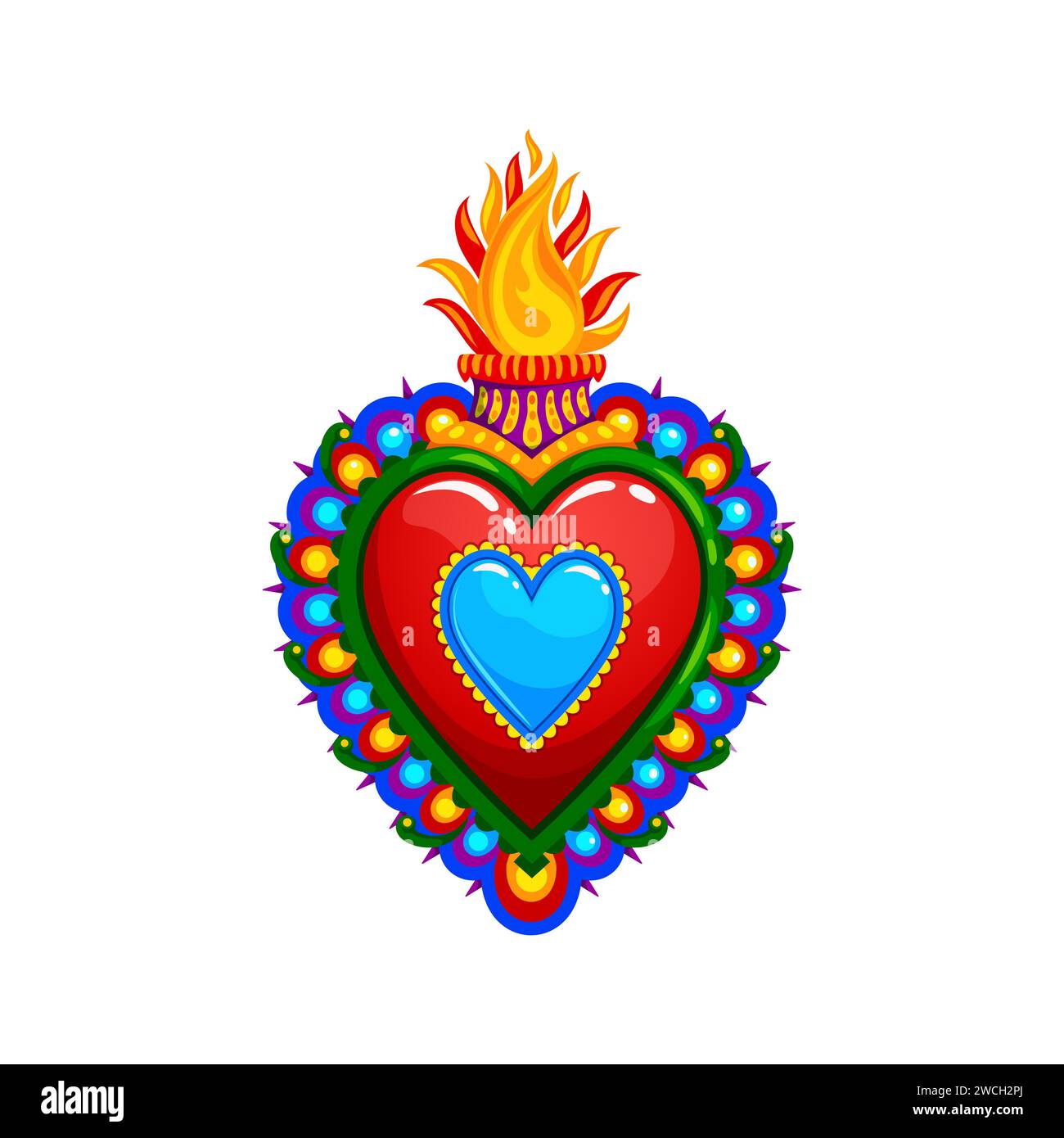 Mexican sacred heart tattoo and symbol of Mexico culture and religion ...