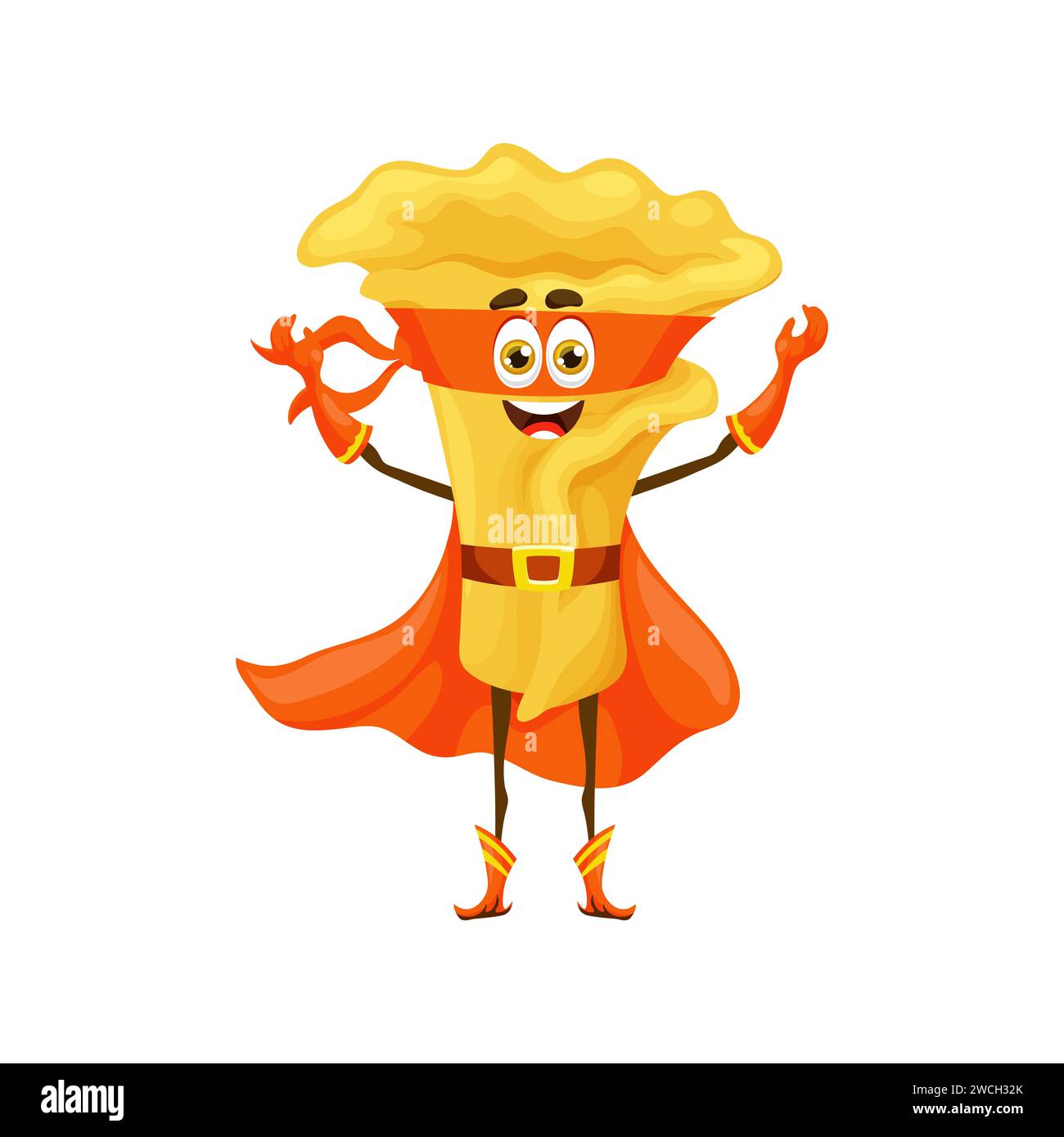 Cartoon campanelle italian pasta food superhero character. Isolated ...