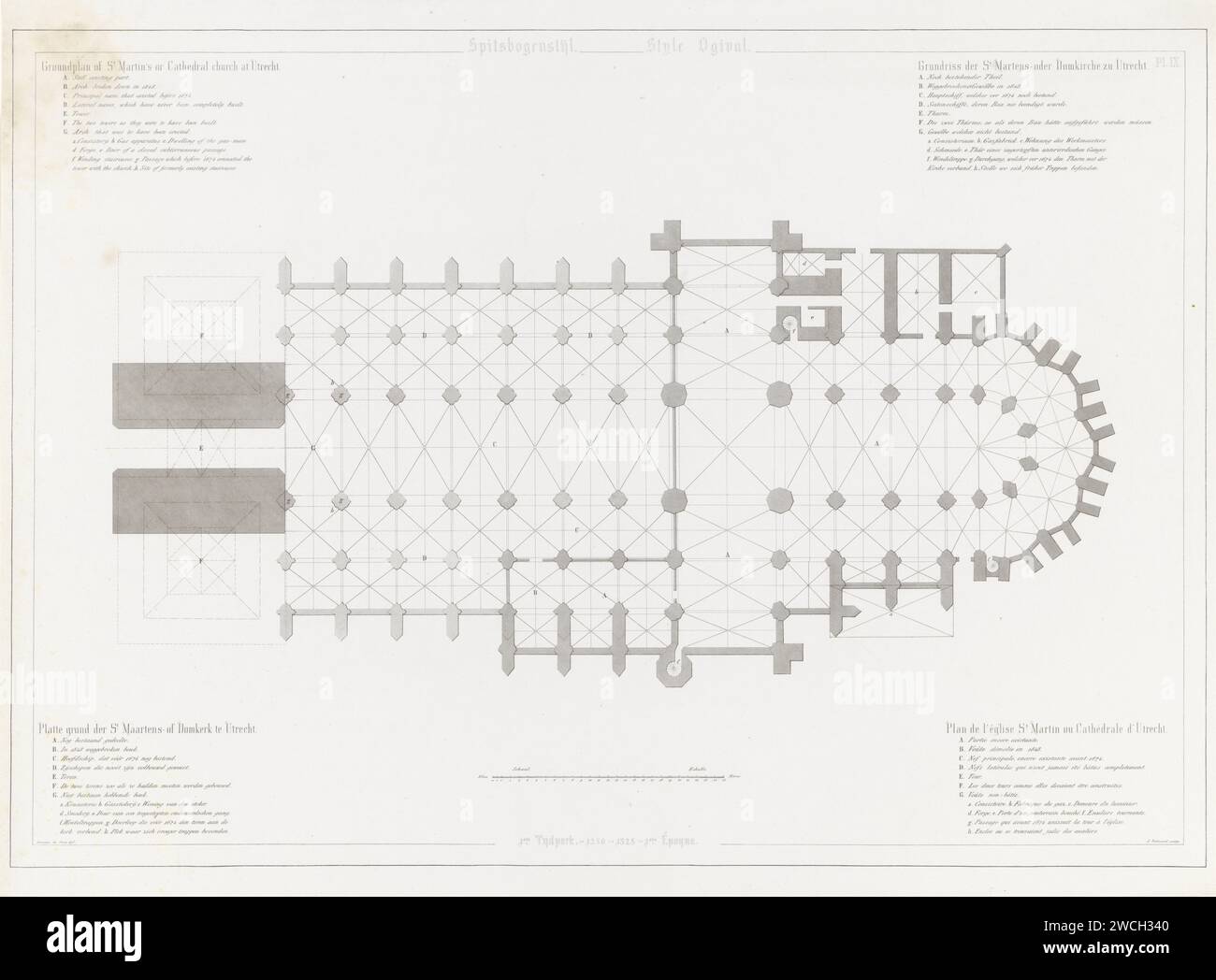 Map of the Dom Church in Utrecht, Abraham Vrevalwaard, After Servaas de ...