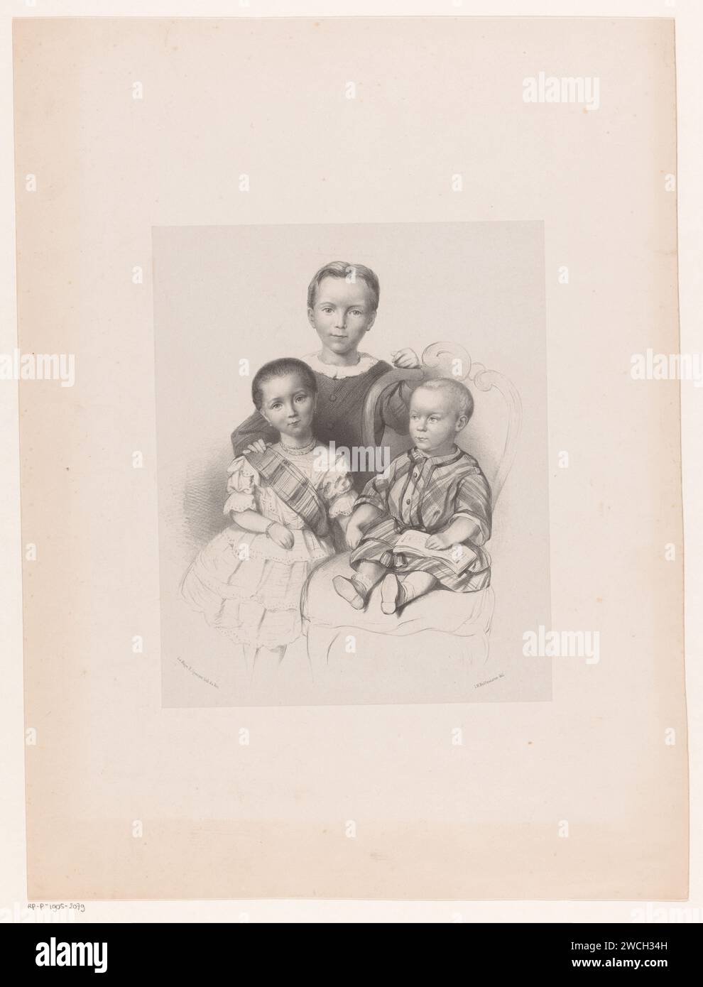 Portrait of three children of Rappard, Johan Hendrik Hoffmeister, c ...