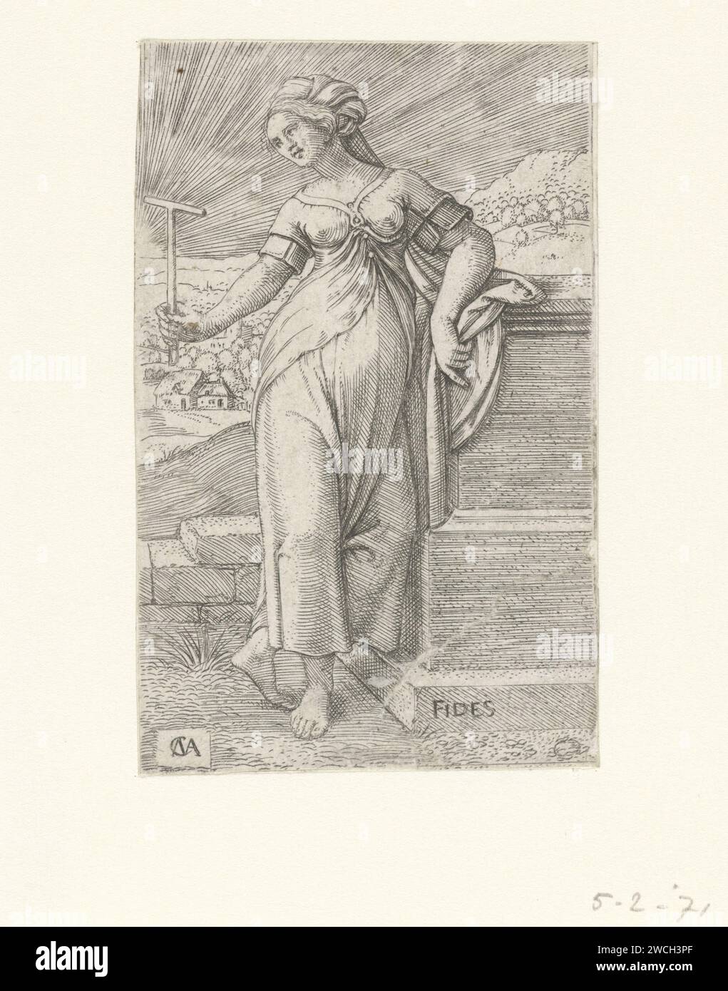 Faith, Cornelis Massijs, c. 1543 - c. 1544 print The personification of ...