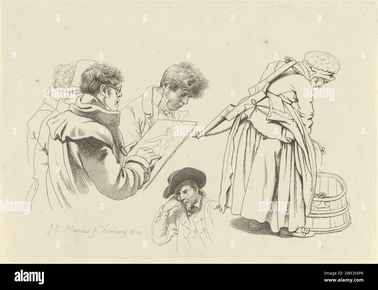 Several figures, including portraits of Harmanus Langerveld and ...