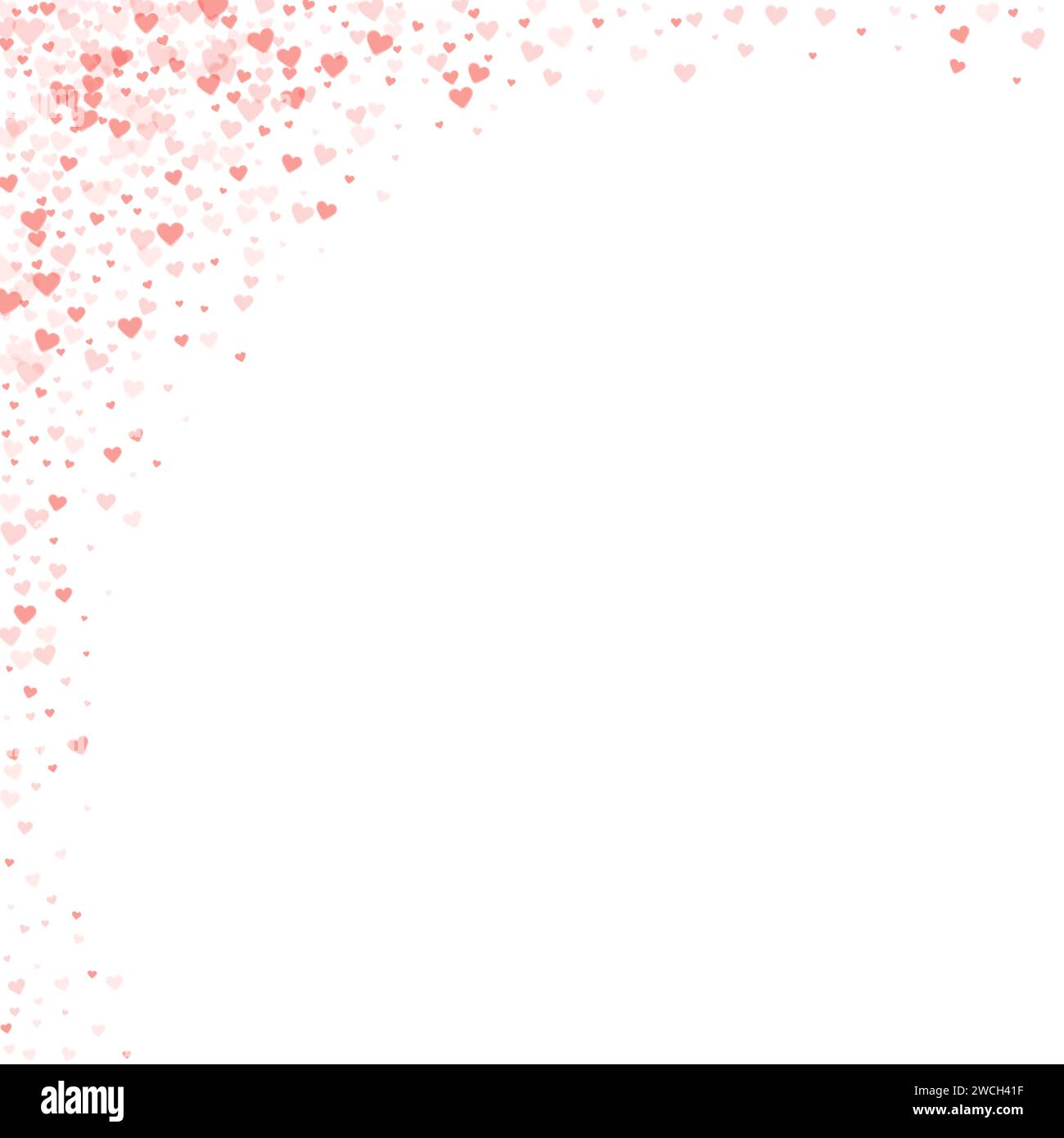 Heart confetti valentine overlay. Red hearts scattered on white ...