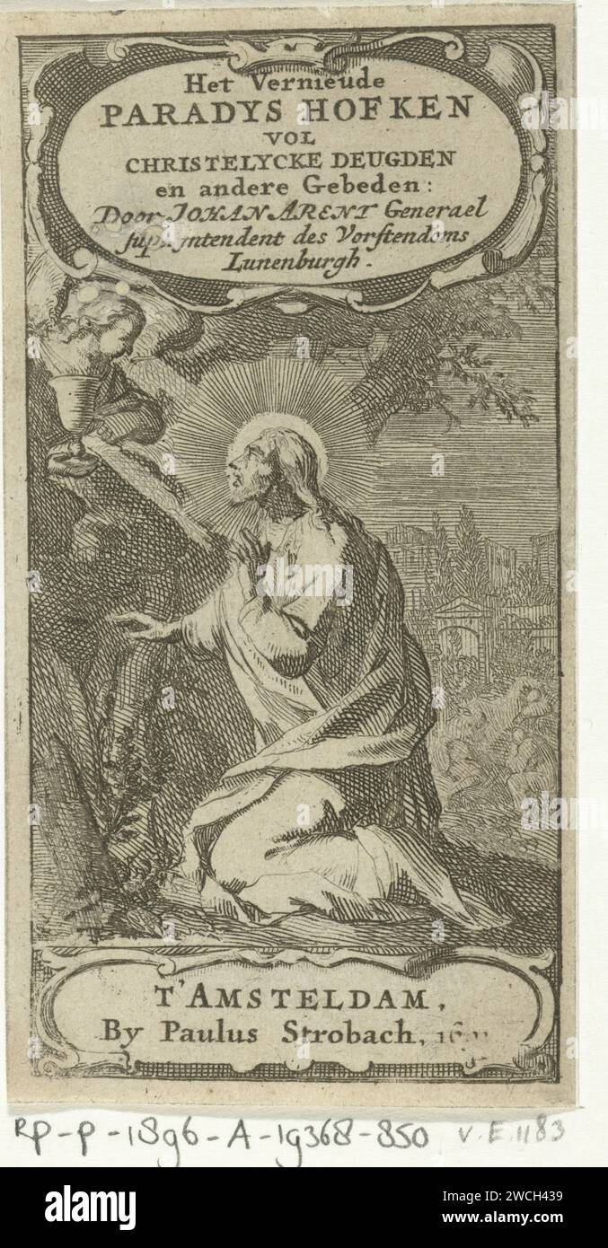Christ praying in the Hof van Getsemane, Jan Luyken, 1691 print ...