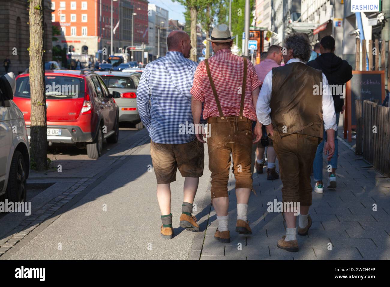 Munich, Germany - May 30 2019: Group of men in traditional clothing ...