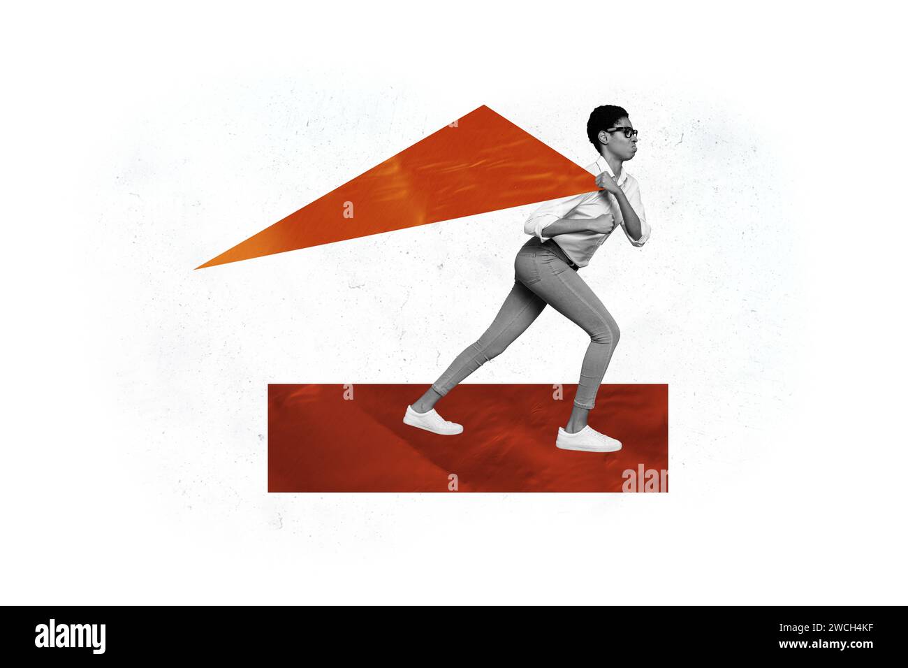 Creative collage picture illustration black white filter strong ...