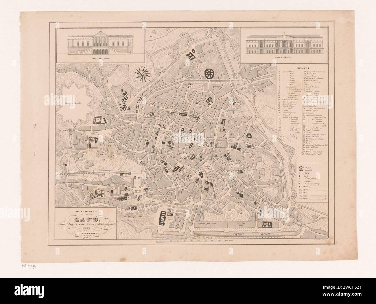 Map of the city of Ghent, 1838, Louis Martin Defferrez, 1838 print ...