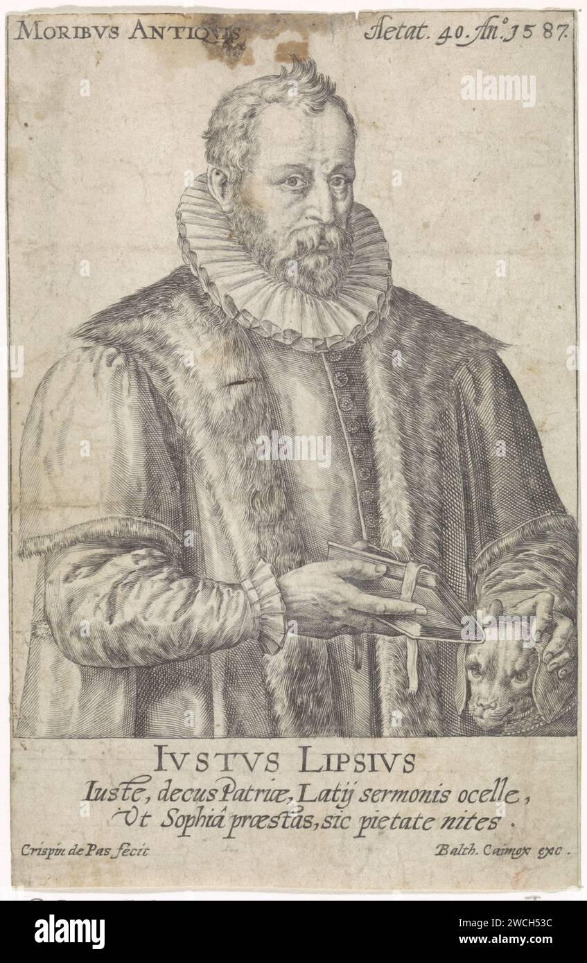 Portrait of Justus Lipsius, Crispine of the pace (I), after Hendrick ...