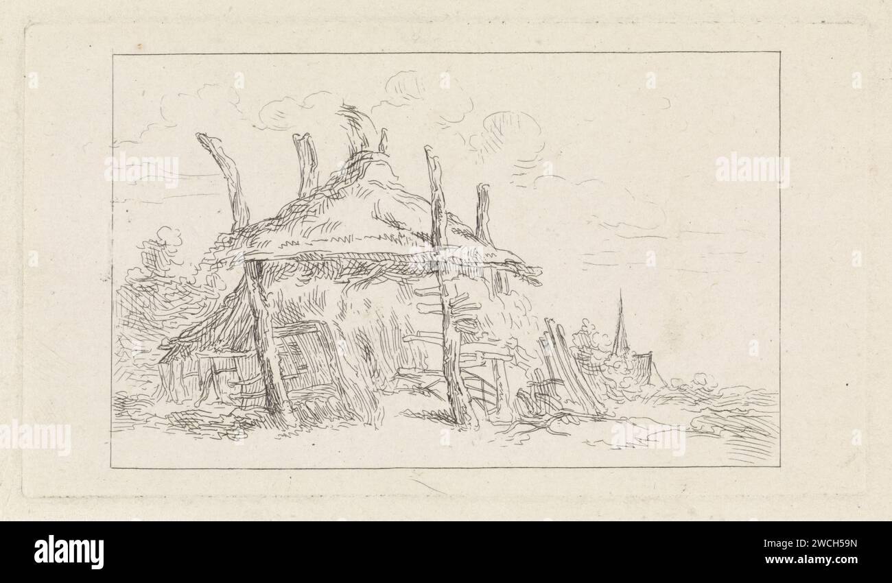 Hooberg, Dirk Hussem, 1787 - 1817 print A haystack with a spire on the ...