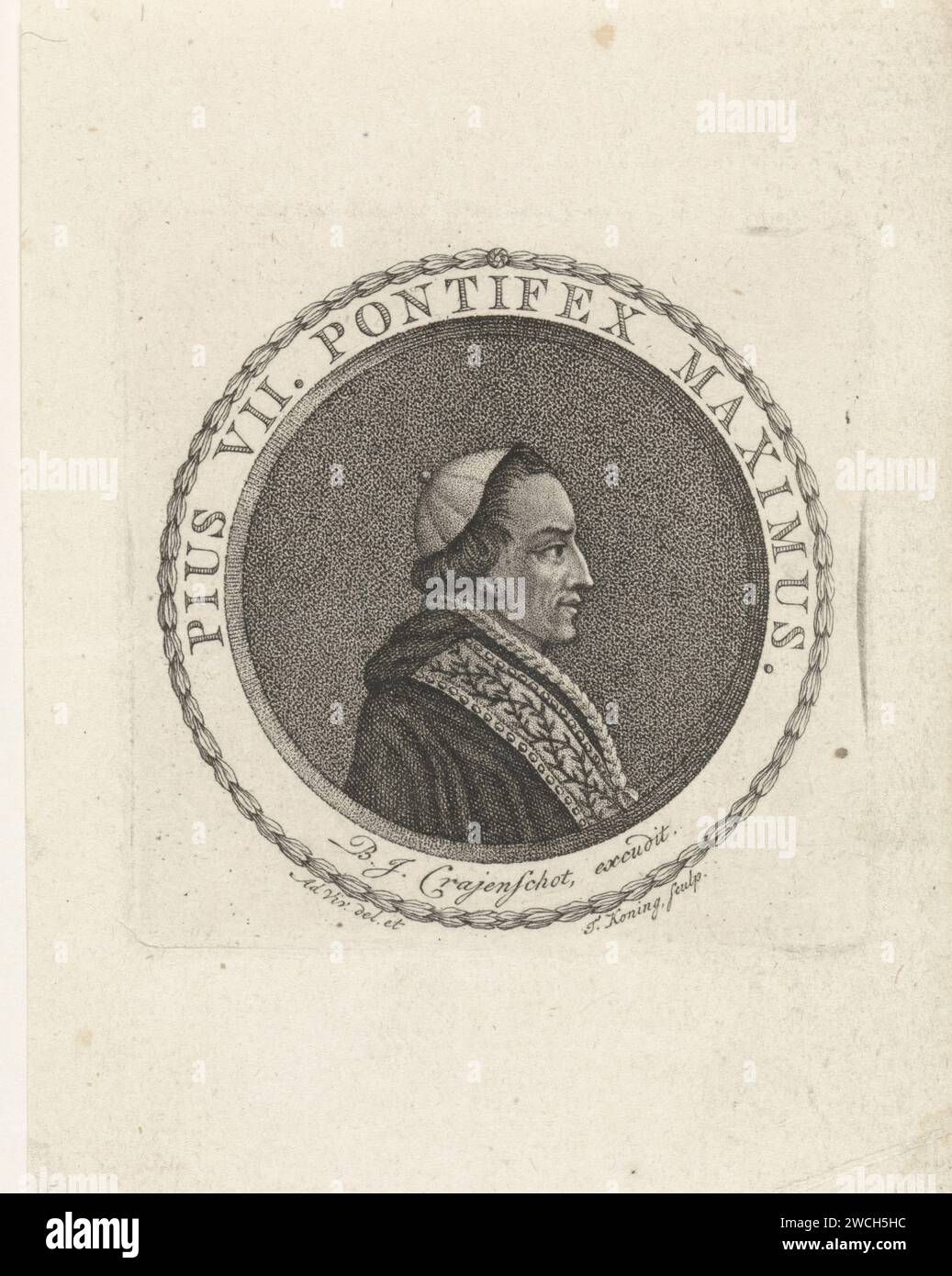 Portrait of Pope Pius VII, Theodoor Koning, 1800 - 1829 print Portrait ...
