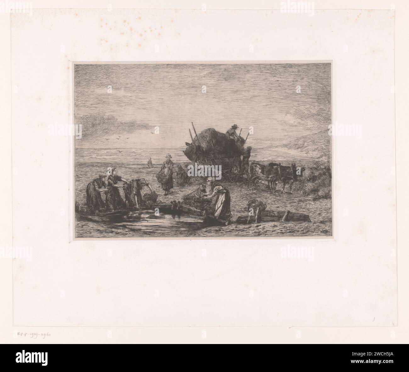 Collecting Seaweed at the Dunkirk, Félix Cogen, 1875 print paper ...