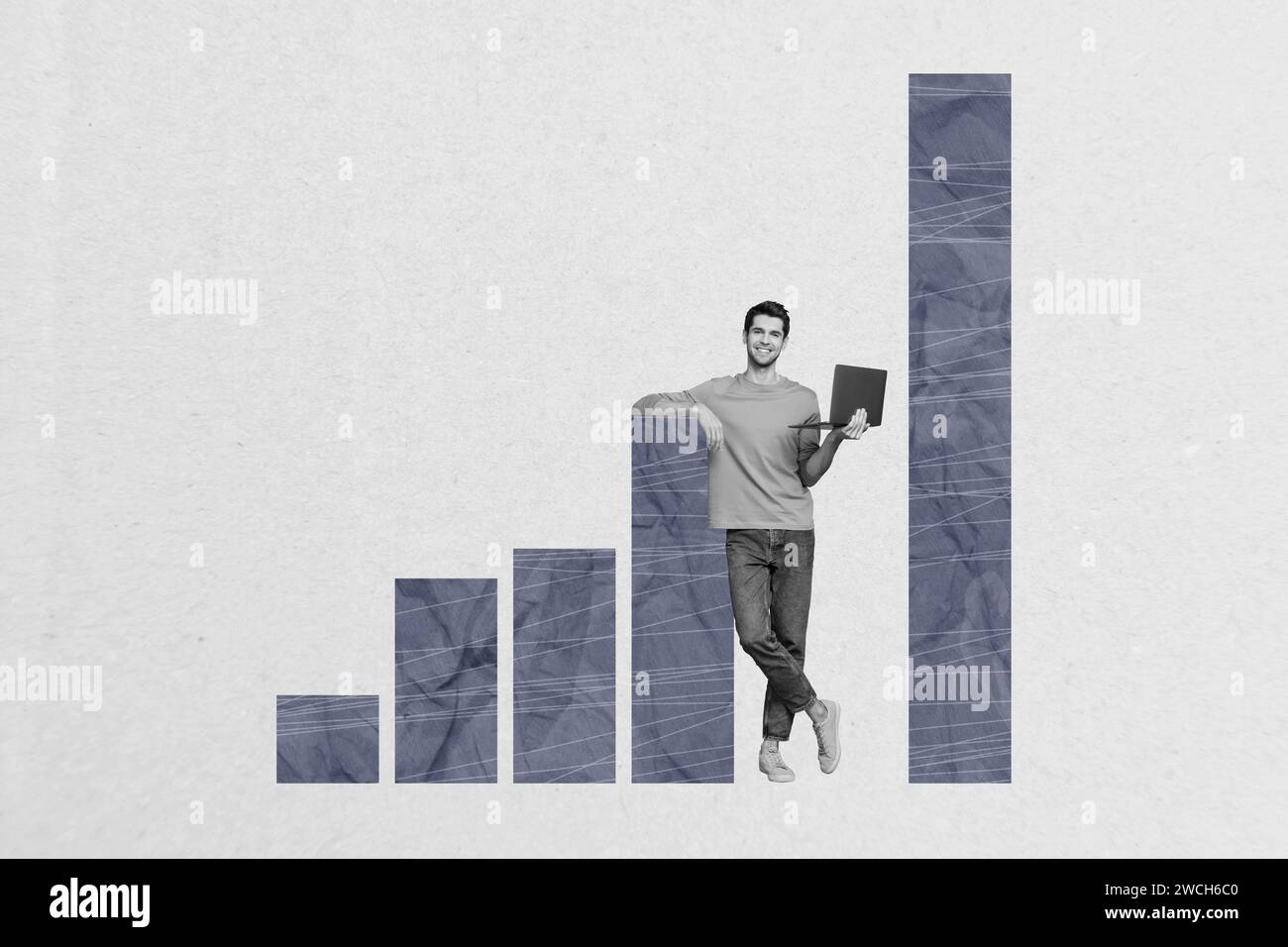 Creative collage picture illustration black white filter handsome ...