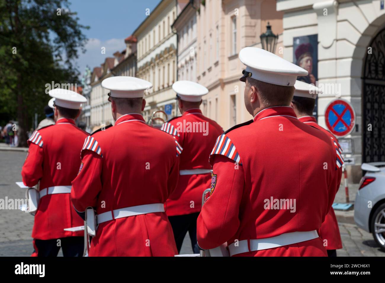 Prague, Czech Republic - June 14 2018: Military band of Prague Castle ...
