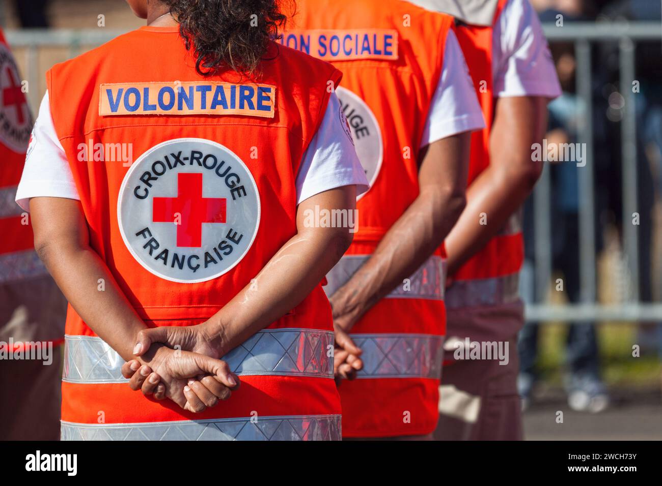 Saint Denis, Reunion Island - July 14 2016: Members of the "Croix Rouge ...
