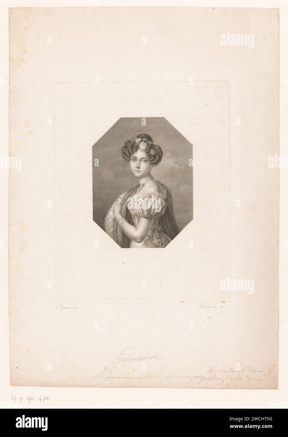 Portrait of Marie, princess of Prussia, G.W. Lehmann, after Paul Ernst ...