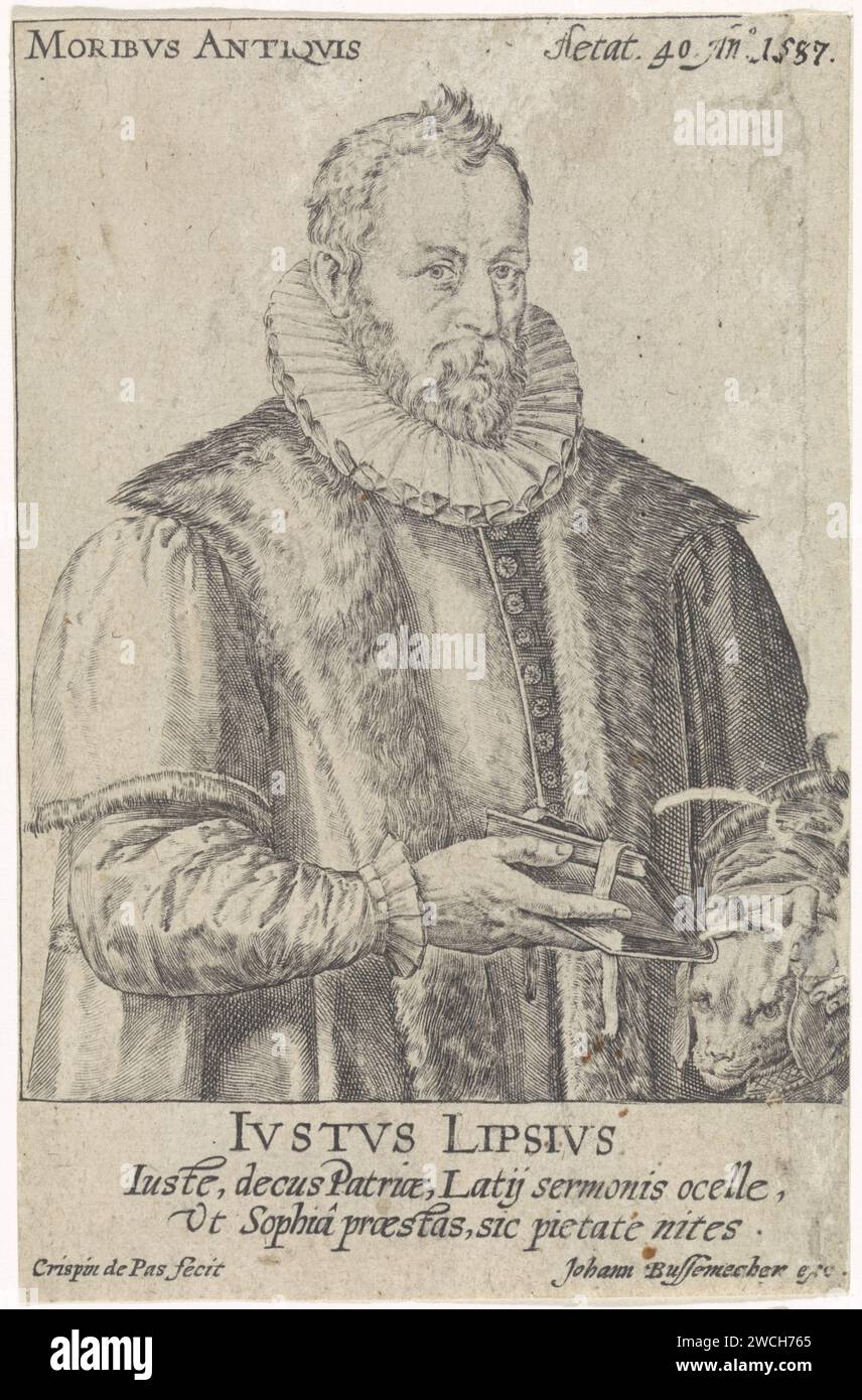 Portrait of Justus Lipsius, Crispine of the pace (I), after Hendrick ...