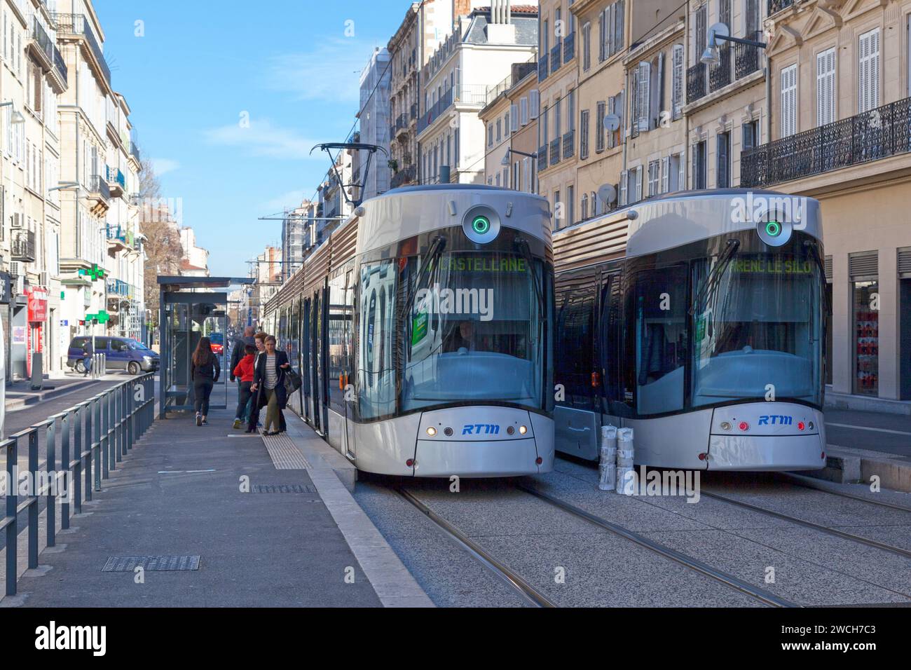 Marseille, France - March 23 2019: The Marseille tramway (French ...