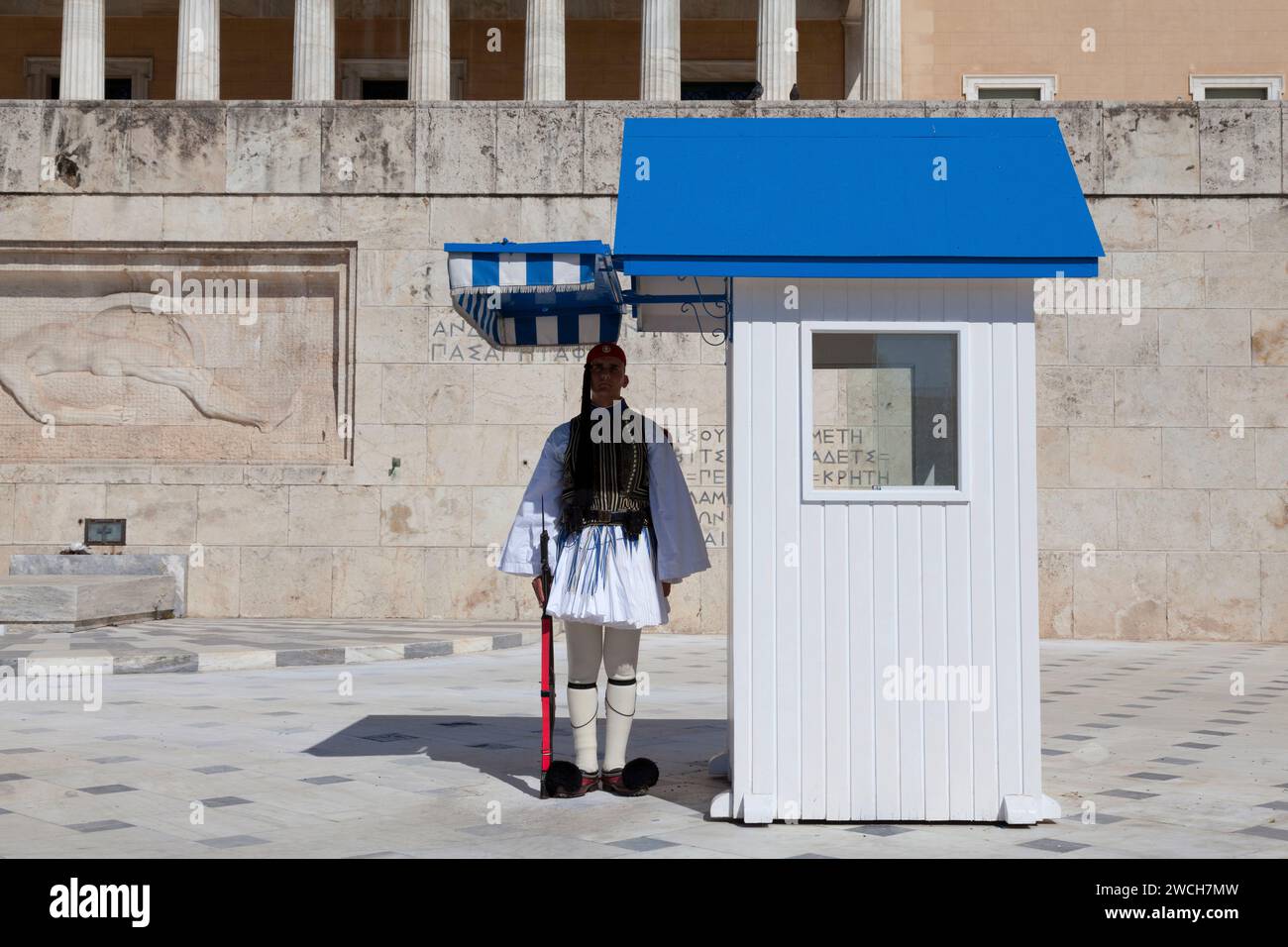 Athens, Greece - April 29 2019: Evzone guarding the Tomb of the Unknown ...