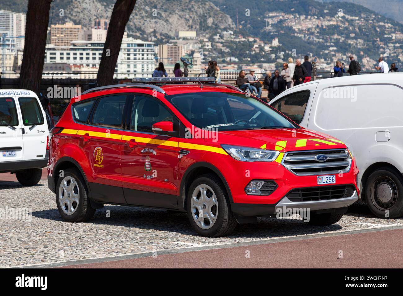 Monaco - March 28 2019: Car of the "Sapeurs Pompiers de Monaco" parked ...