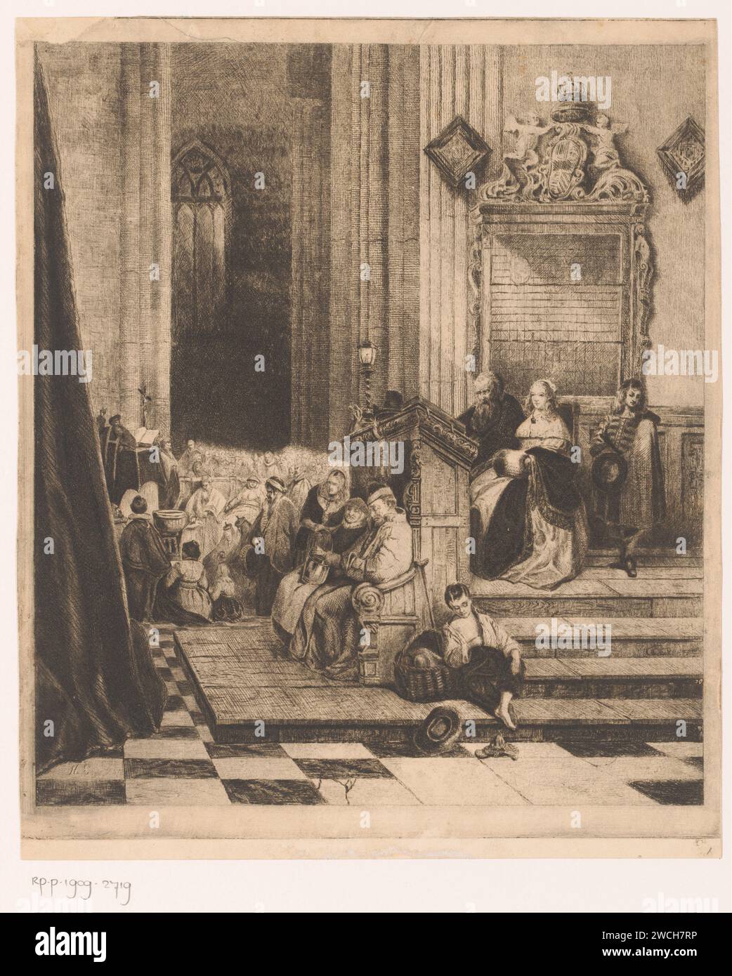 Interior of a church during the sermon, Ernst Buschmann, after Henri ...