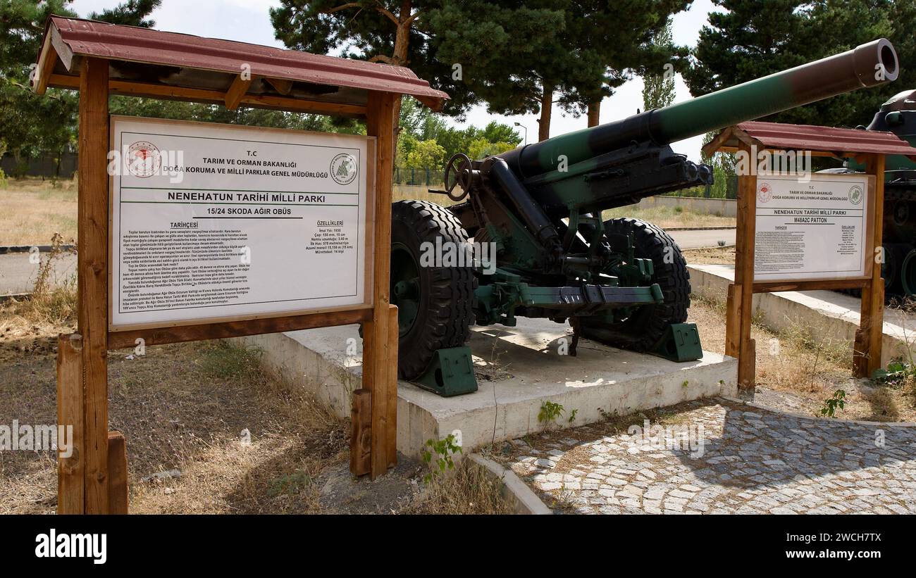 Erzurum, TURKEY - 08 23, 2023: Tanks and heavy artillery weapons from ...