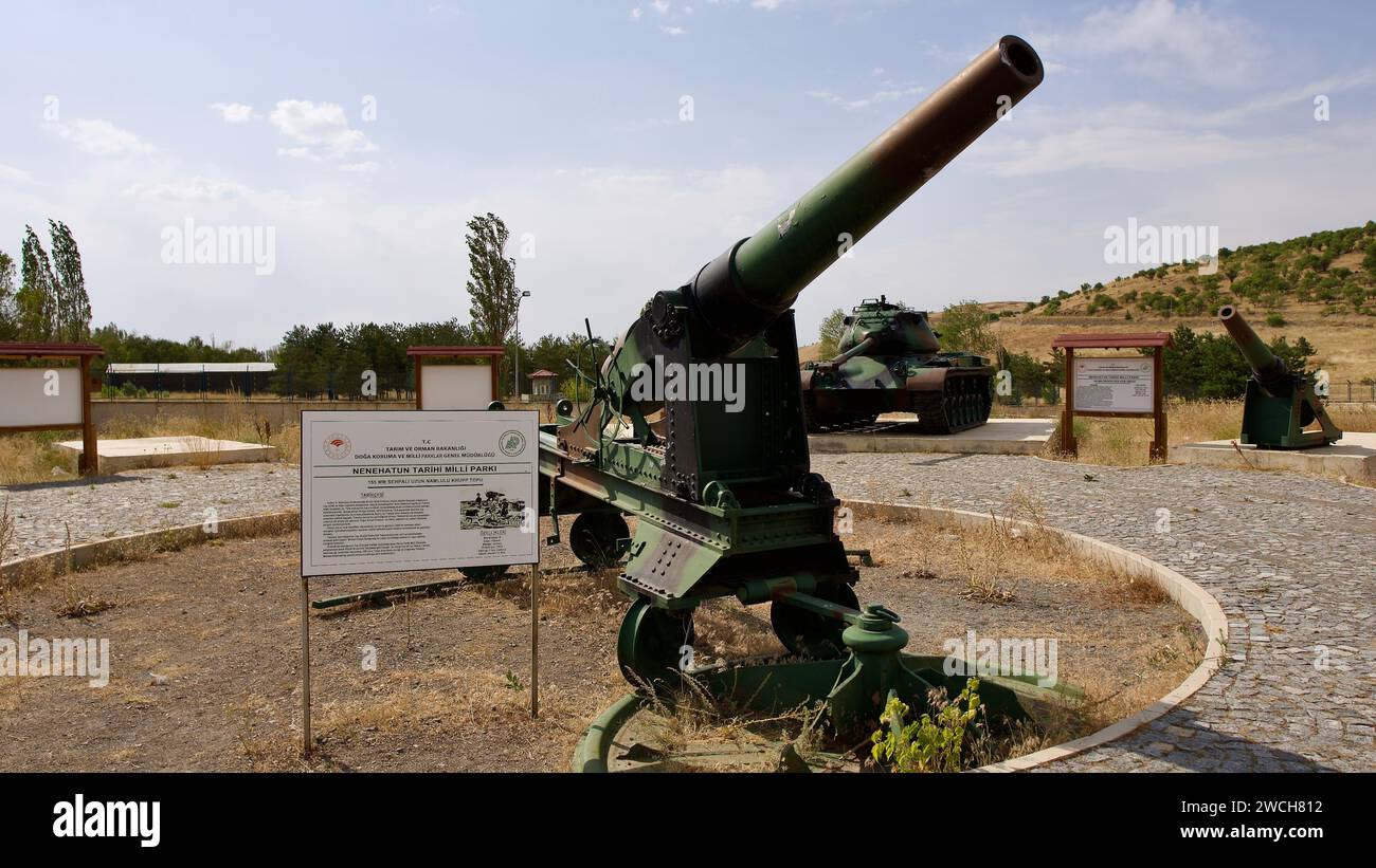 Erzurum, TURKEY - 08 23, 2023: Tanks and heavy artillery weapons from ...