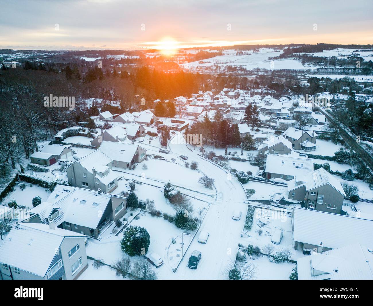 UK Weather. 16 Jan 2024 Cults, Aberdeen, roads and houses covered in ...