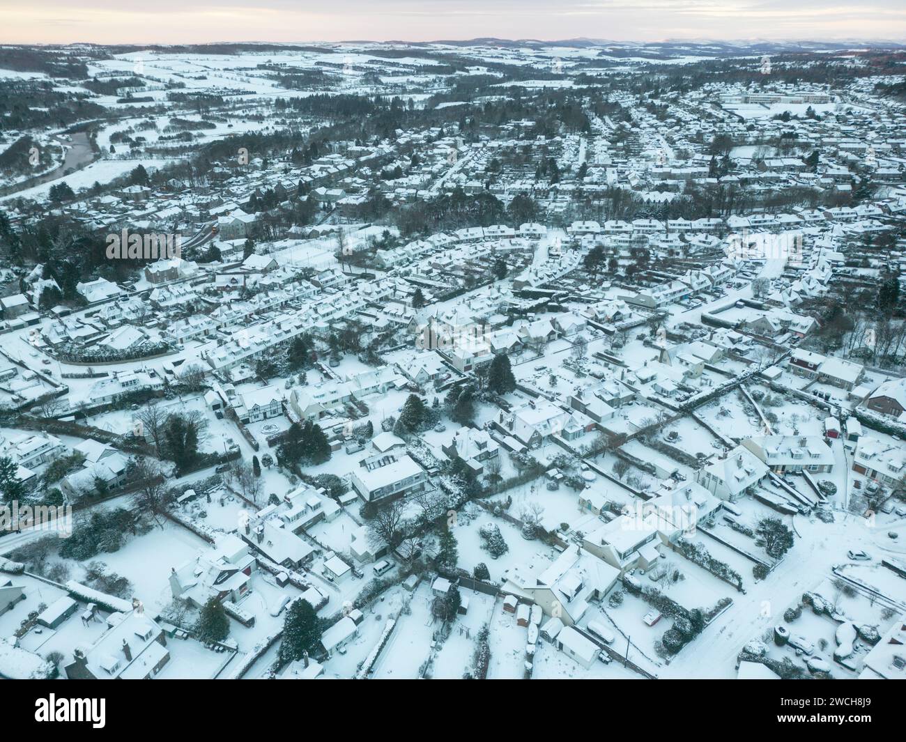 UK Weather. 16 Jan 2024 Cults, Aberdeen, roads and houses covered in ...