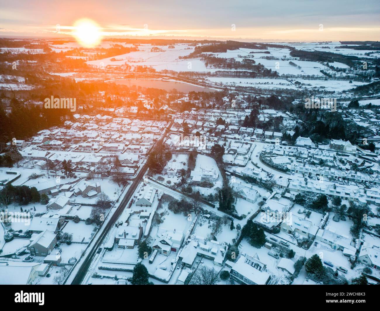 UK Weather. 16 Jan 2024 Cults, Aberdeen, roads and houses covered in ...