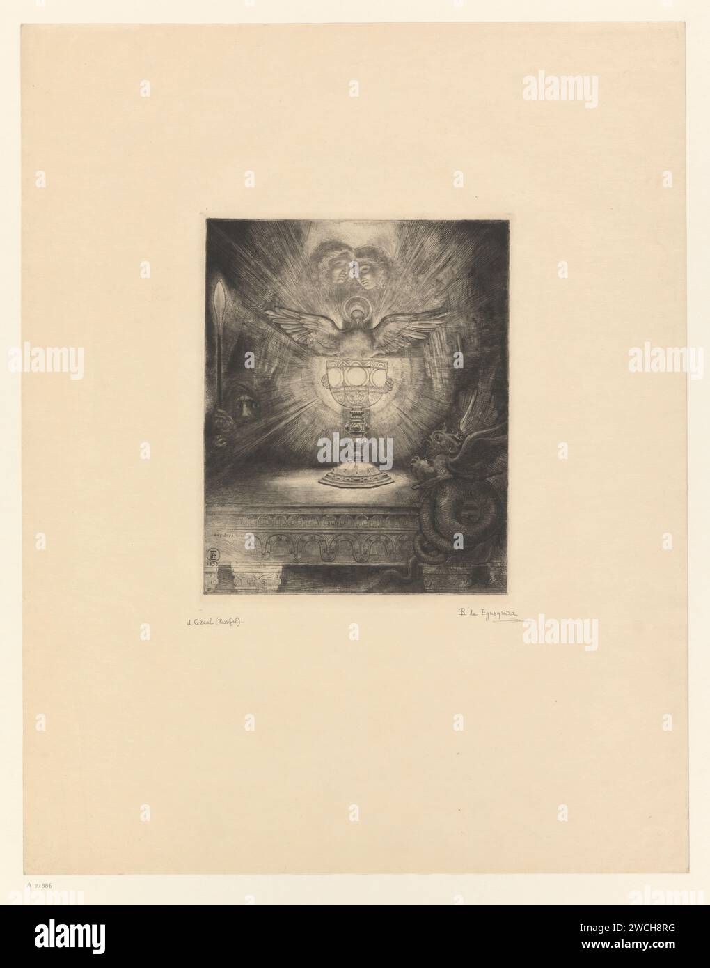 Holy Spirit as a pigeon rises from the Holy Grail, Rogelio de Egusquiza ...