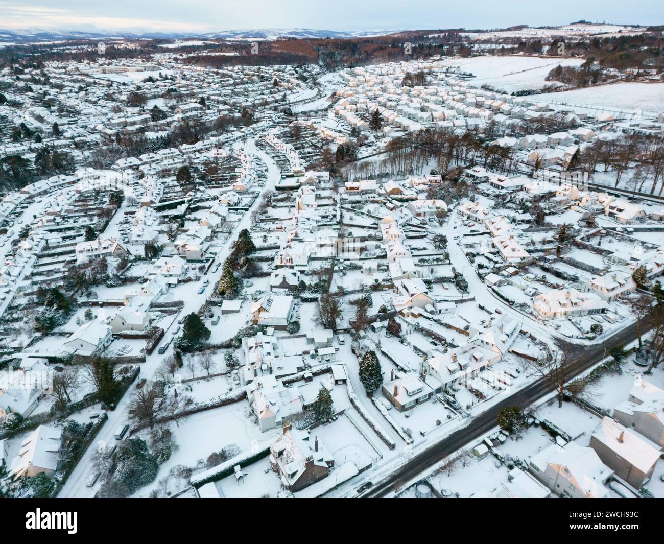 UK Weather. 16 Jan 2024 Cults, Aberdeen, roads and houses covered in ...