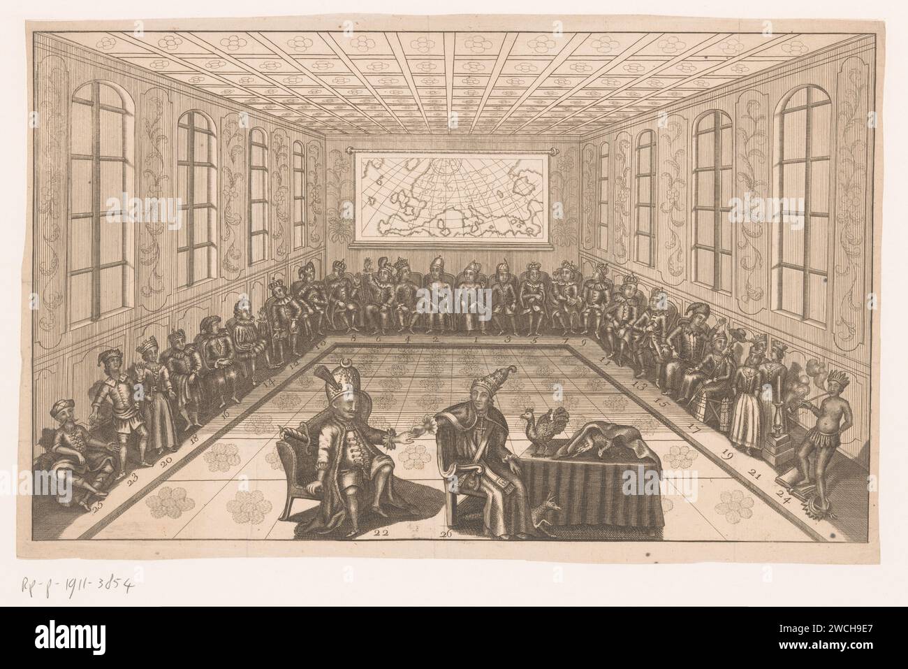 Cartoon in the world order, Anonymous, 1700 - 1799 print Pope, with ...