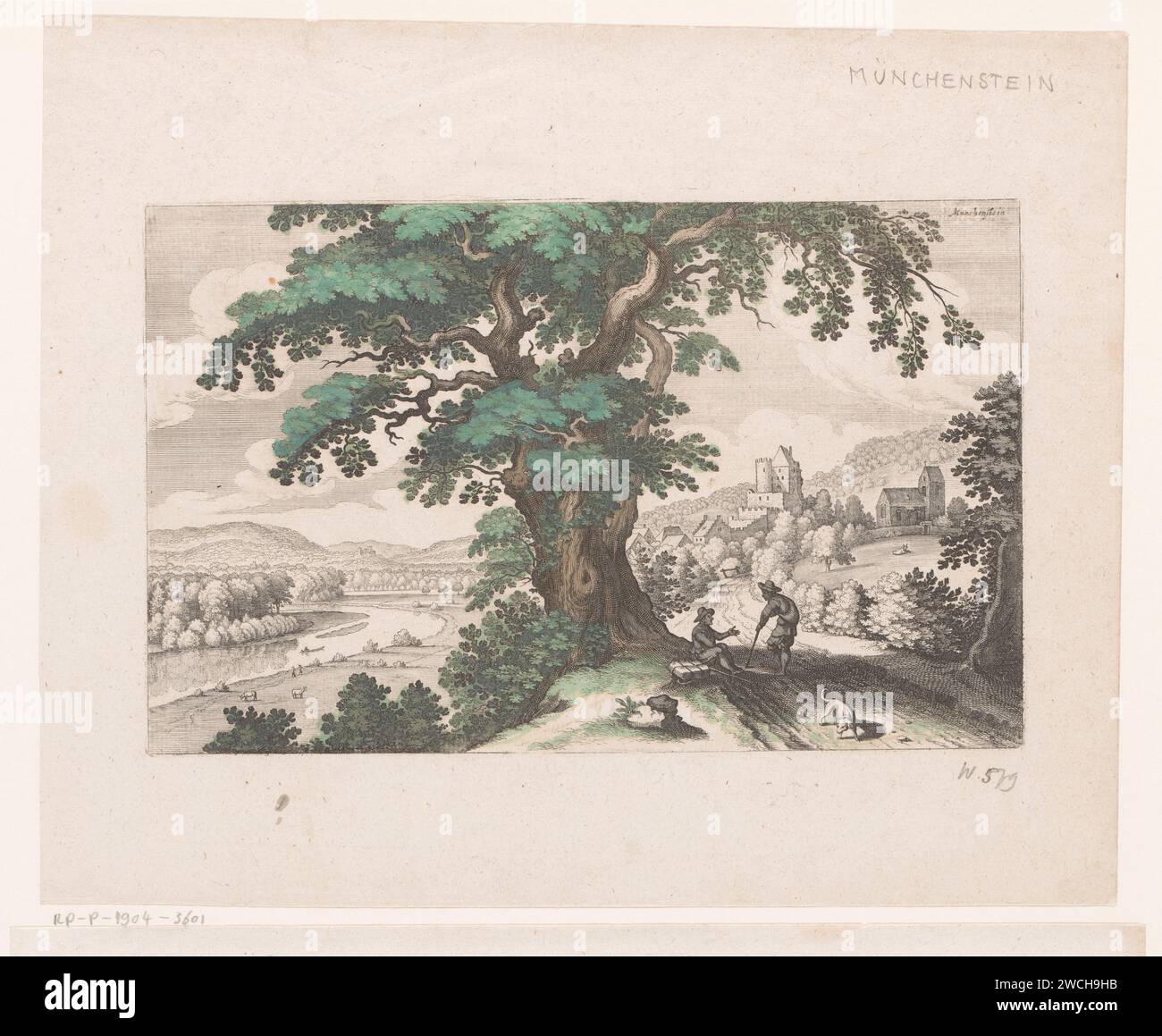 View of Castle Munchenstein, Matthäus Merian (I), 1624 print paper ...