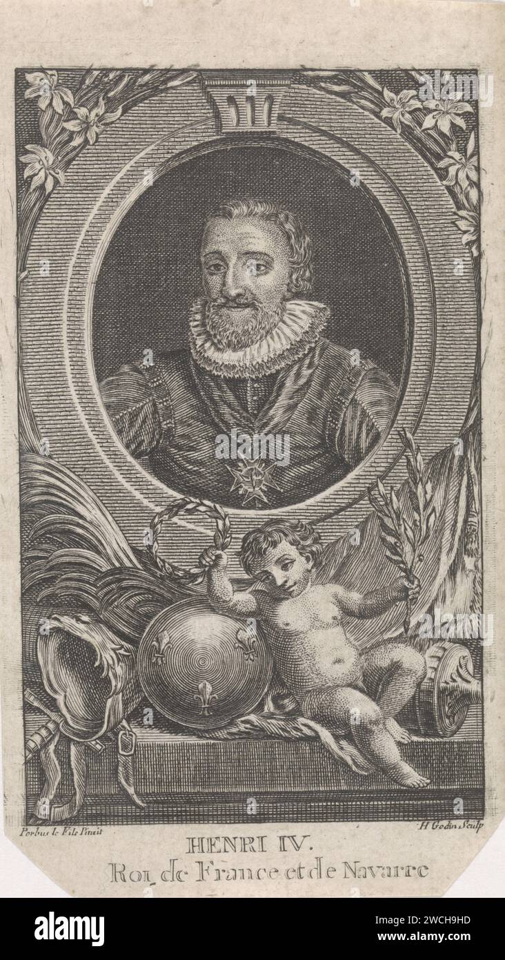 Portrait of Henry IV, King of France, Henri -Joseph Godin, After Frans ...