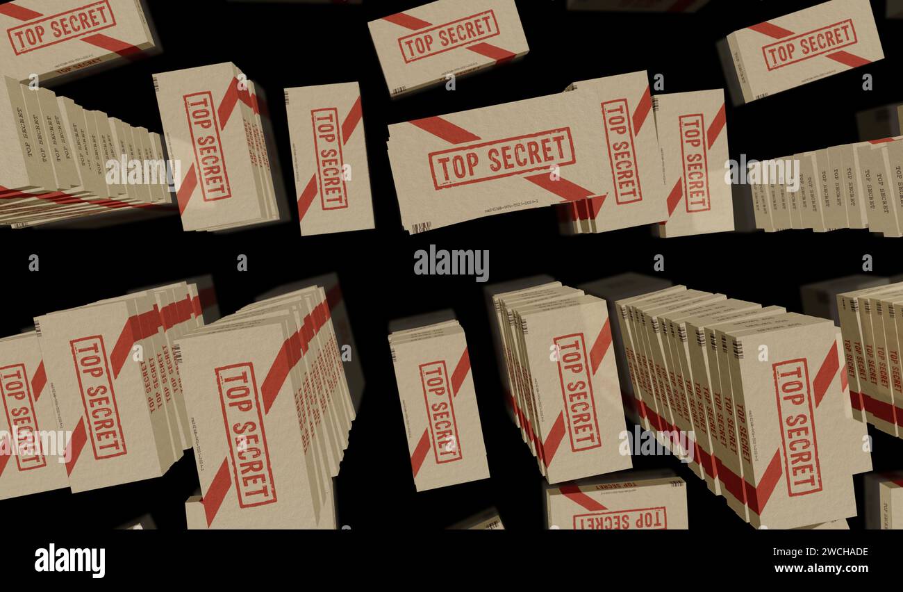 Top secret box production line. Confidential documents cardboard pack ...