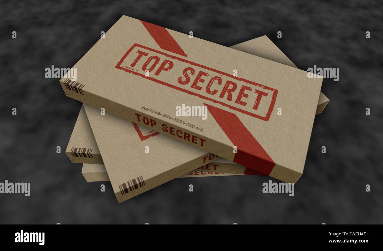 Top secret box production line. Confidential documents cardboard pack ...
