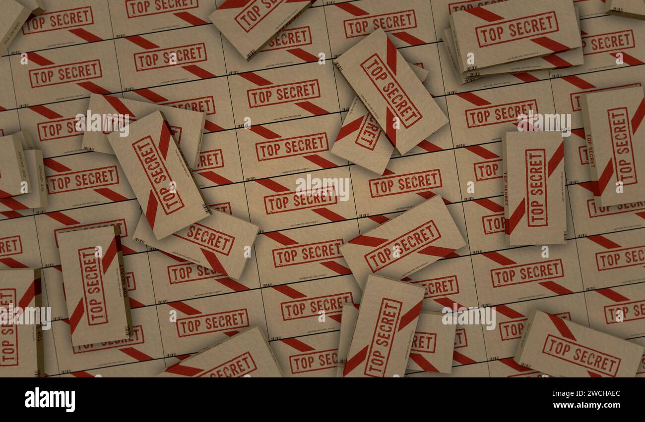 Top secret box production line. Confidential documents cardboard pack ...