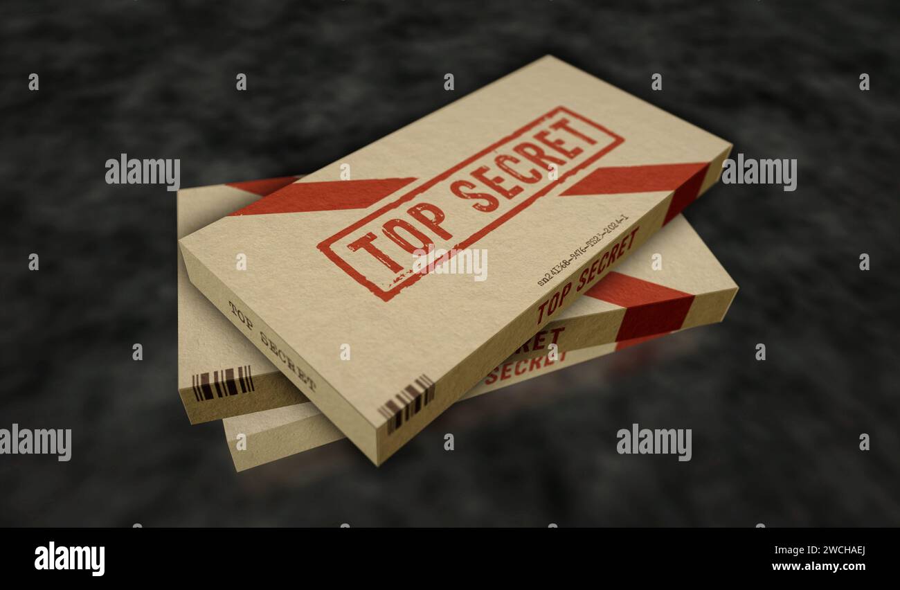 Top secret box production line. Confidential documents cardboard pack ...
